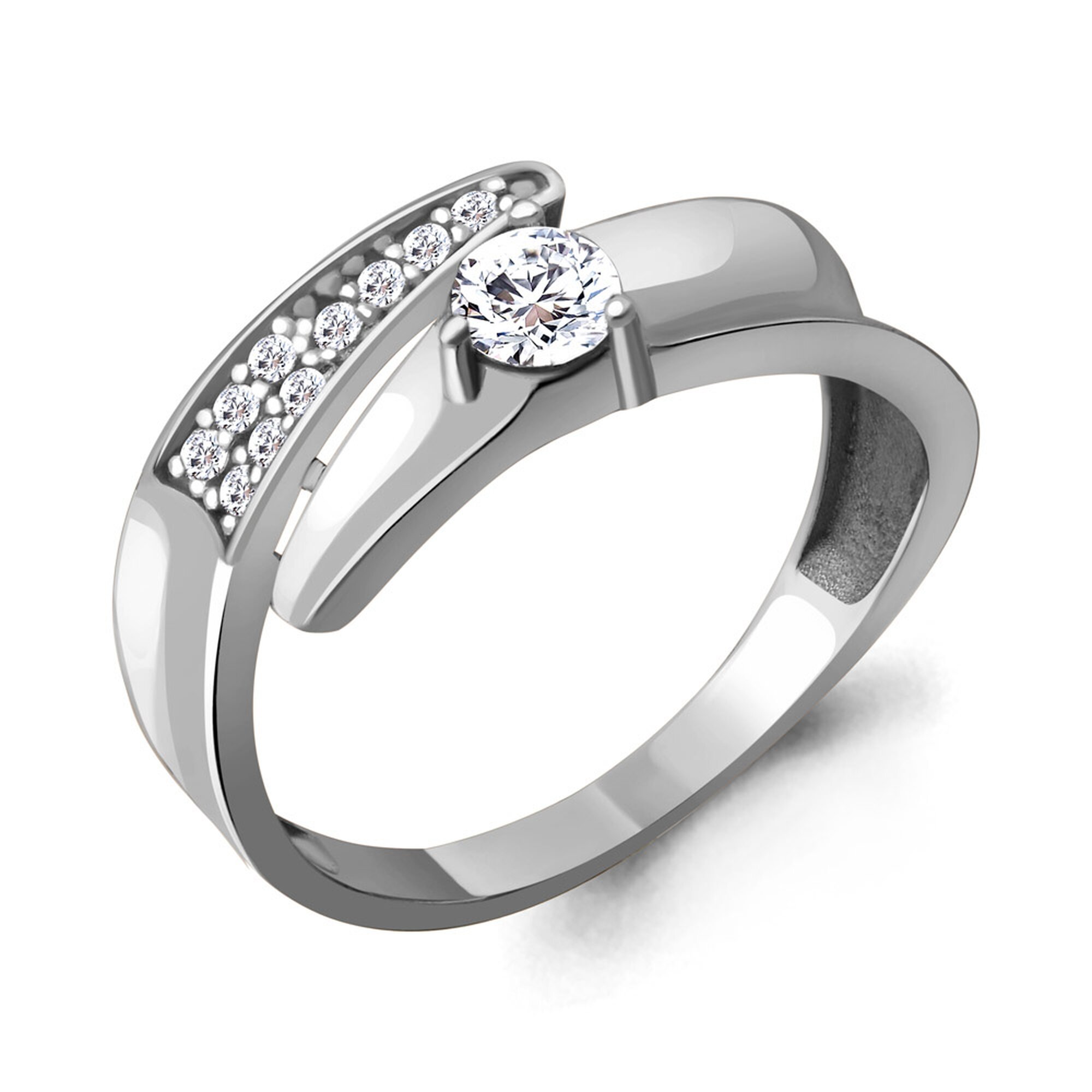 Кольцо, серебро, 925 проба, родирование, фианит