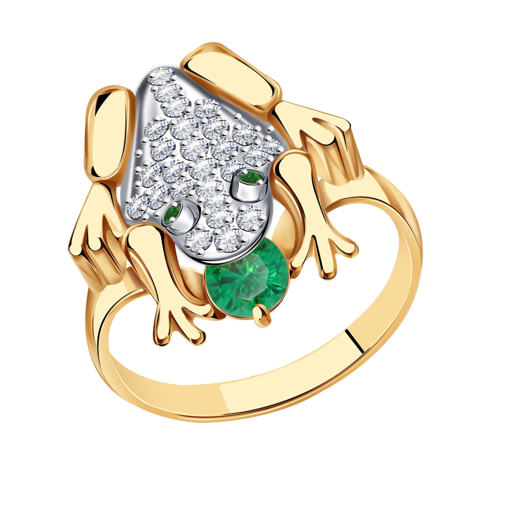 Кольцо, красное золото, 585 проба, фианит