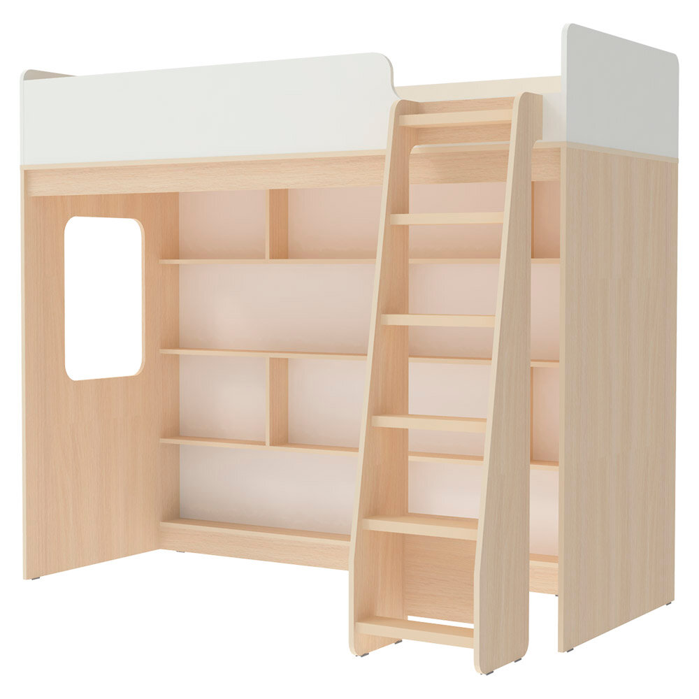 Кровать чердак Л-C601.2 75x175 Дуб Молочный Белый