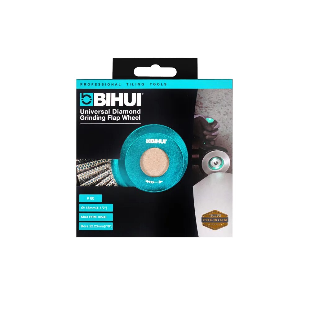 Диск BIHUI, алмазный, лепестковый, универсальный, синий, 115мм, #60