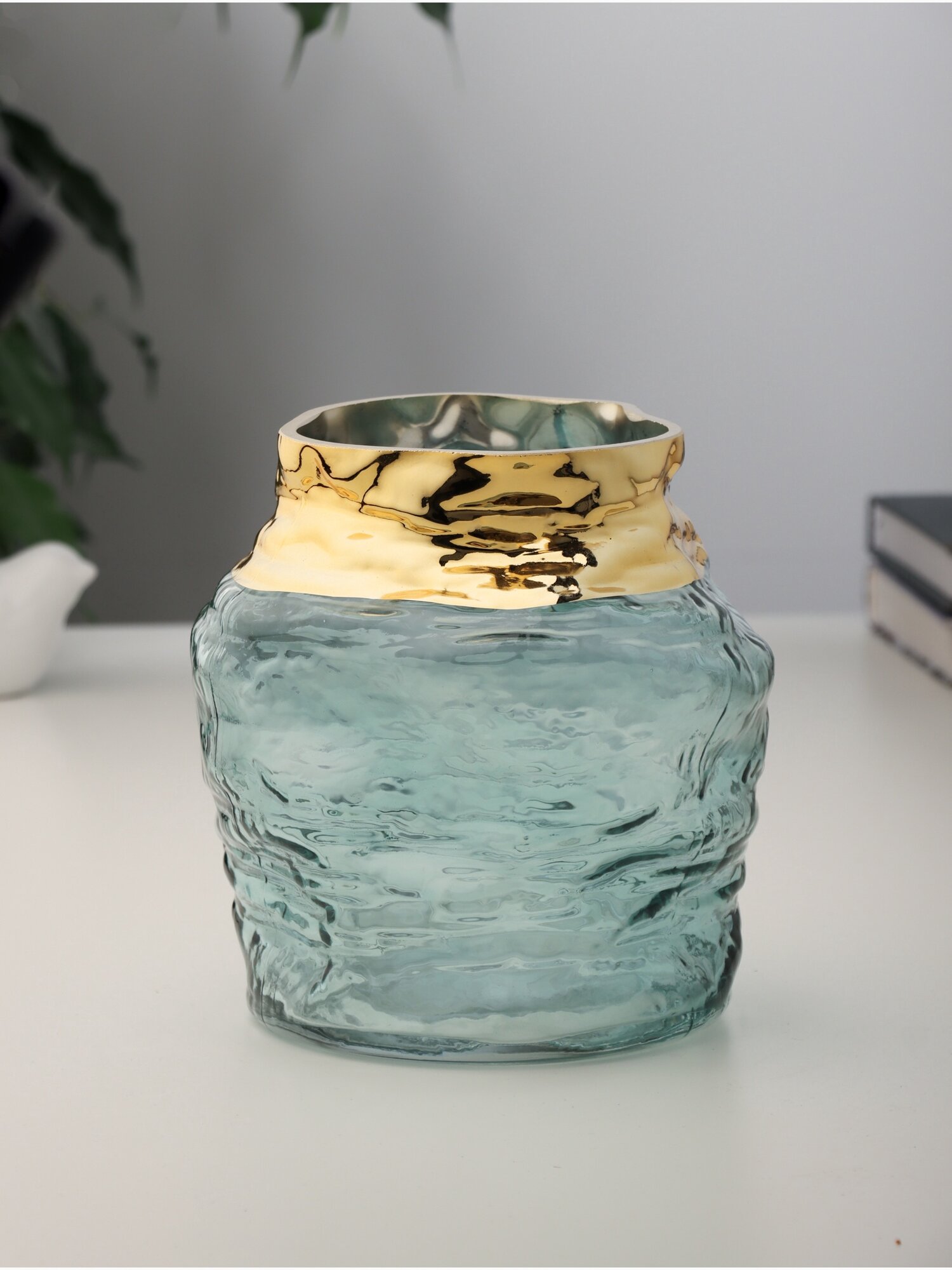 Ваза для цветов «Кэли стиль», элит, d=11 см, 17×15 см, стекло, зелёная