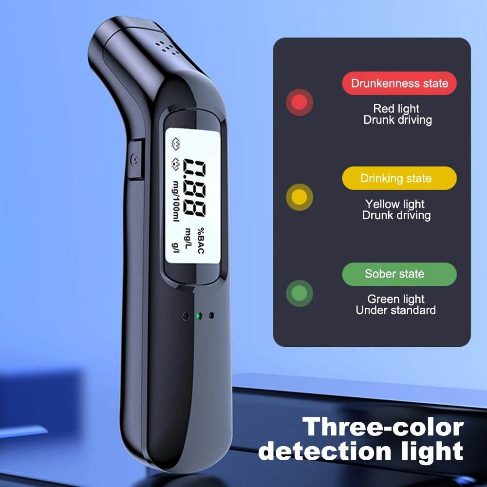 Алкотестер профессиональный, электрический для водителей, бесконтактный, многоразовый, погрешность 0,01%