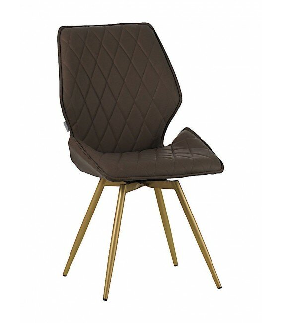 DC233 Стул мягкий поворотный 360, бежевый экокожа, каркас металл, бронза круглый