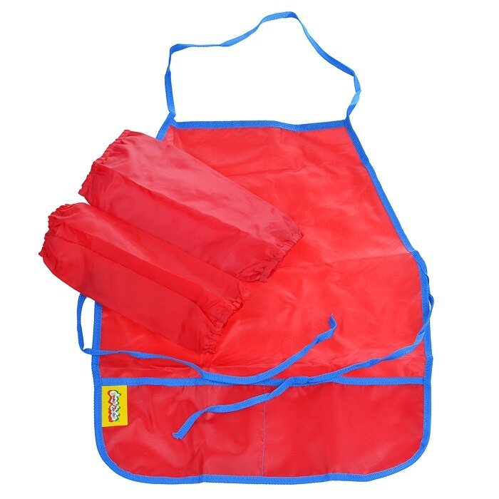 Фартук для труда Каляка-Маляка с нарукавниками, красный, ткань (фокм-к)