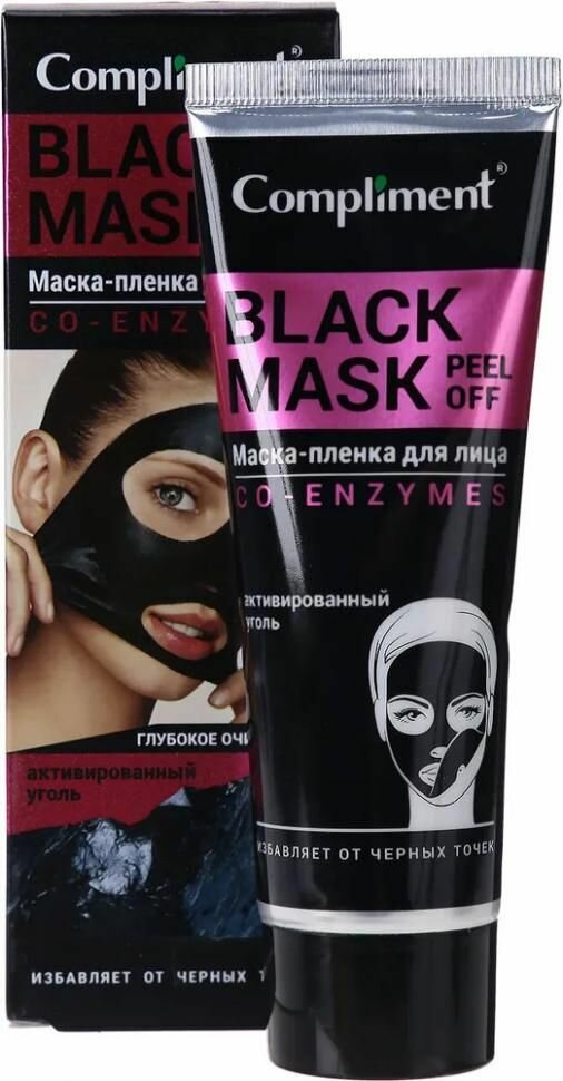 Маска-пленка для лица COMPLIMENT Black Mask Co-Enzymes, от черных точек, 80 мл