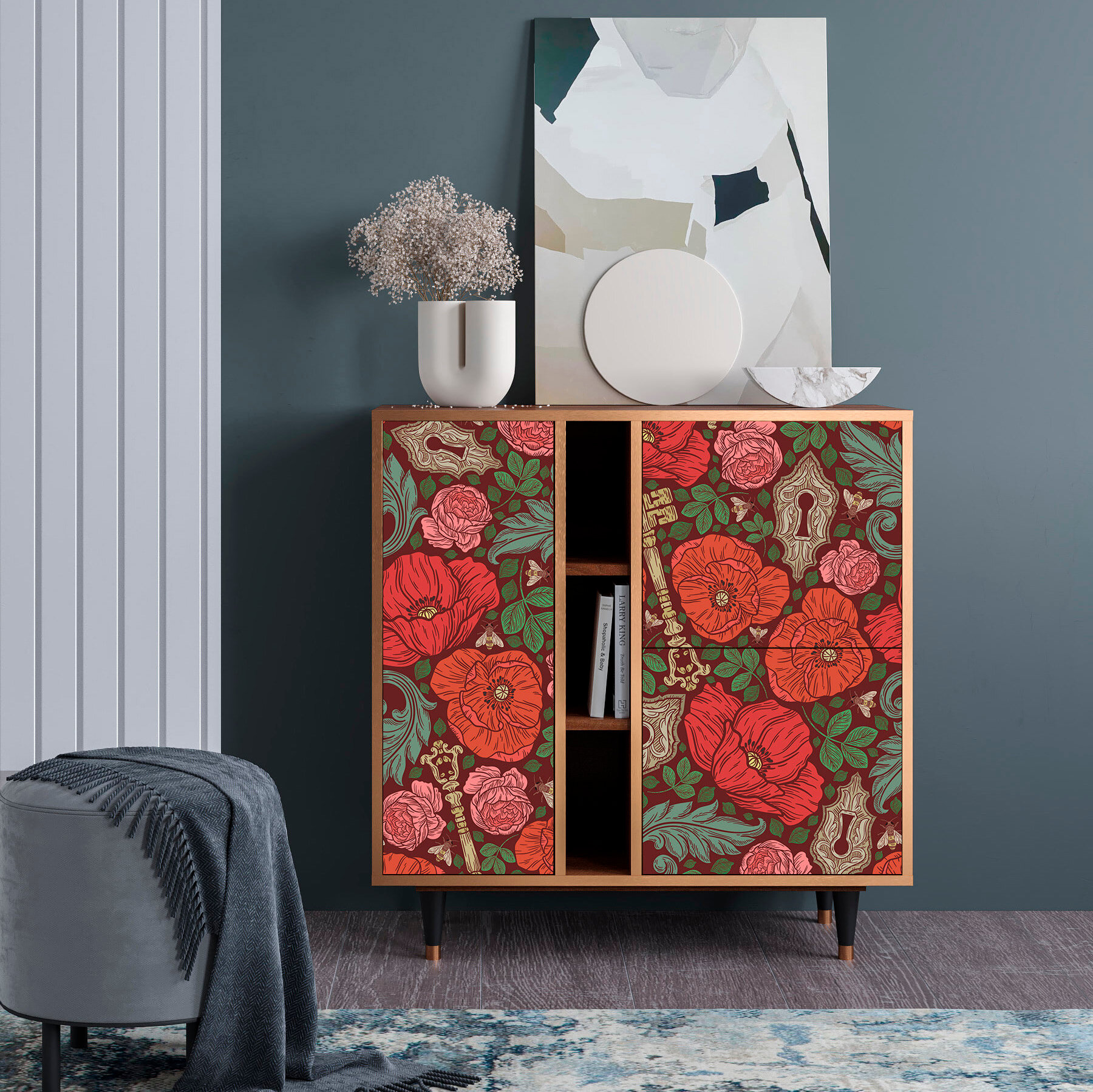 Комод - STORYZ - BS5 Poppy Garden, Размер - 94 x 96 x 41 см, Цвет корпуса - , Орех