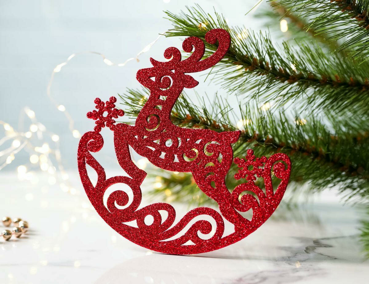 Ёлочная игрушка, дерево, красный, 15 см, МанузинЪ