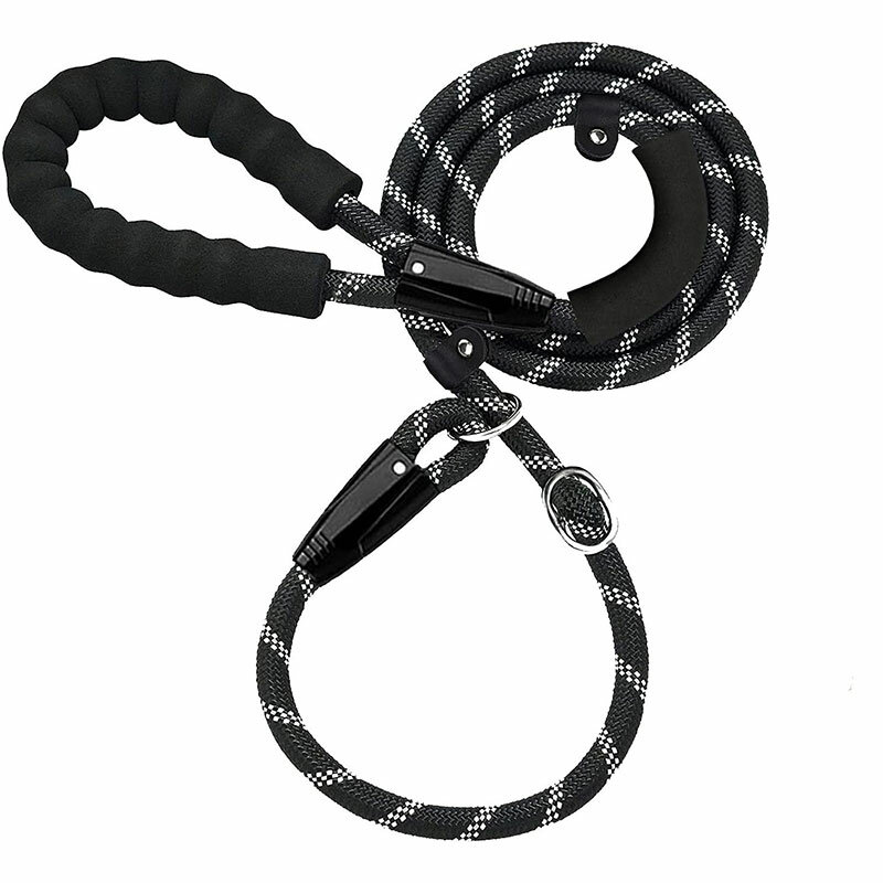 Mengdu Xingchong Dog Leash, P-Chain Reflective Anti-Explosion Nylon, for Walking And Leashing Dogs, Collar for Small And Medium Dogs, Black, Size M