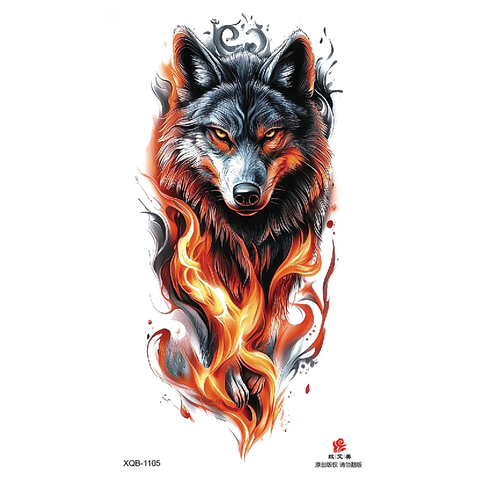 2025 New Waterproof Temporary Tattoo Sticker Fire Forest Lion Wolf Tiger Flash Tattoos Man Crown Body Arm Fake Tatoo