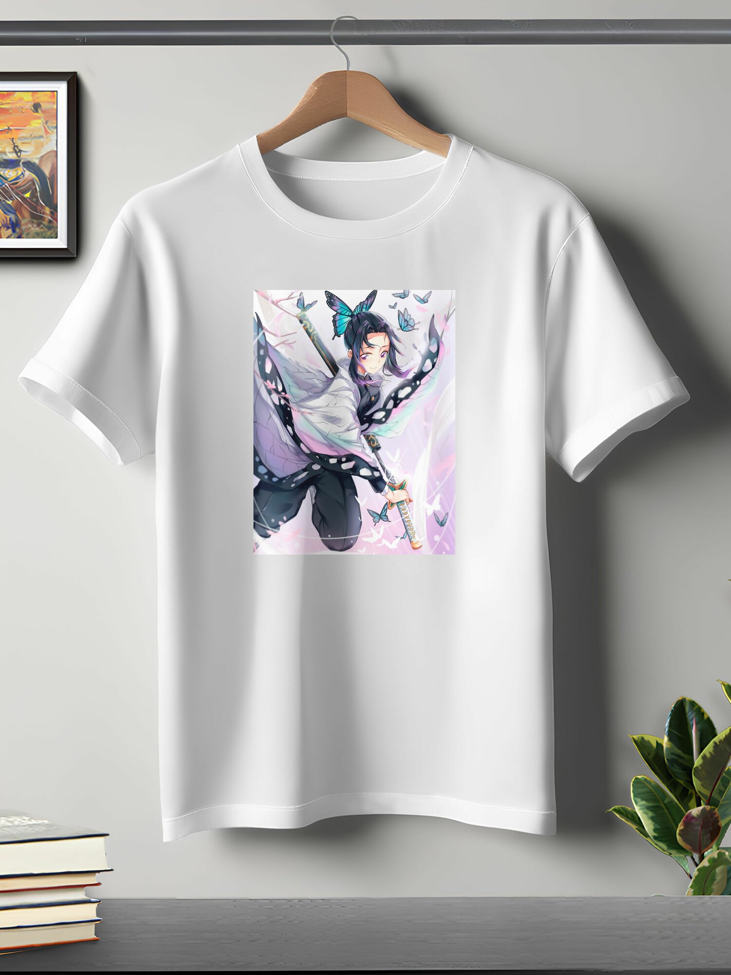 Футболка  Детская ONEQ 128 (8-9) размер с принтом Kimetsu no Yaiba, белая