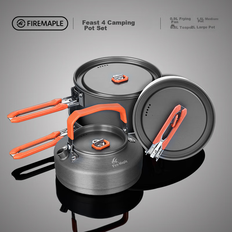 Fire-Maple Feast 4 Outdoor Stove Camping Equipment, Camping Cookware, Frying Pan, Kettle, Portable Pot Set, Tea Brewing Stove