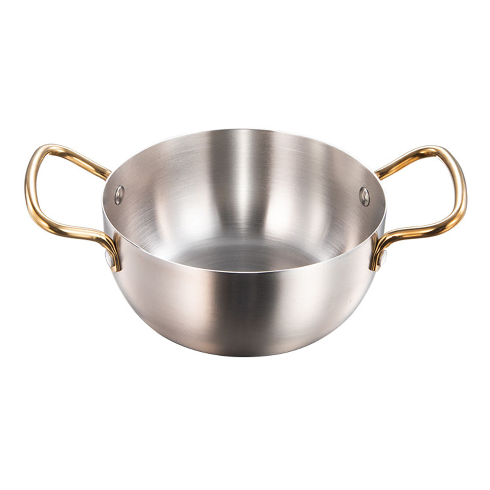 Серебряная кастрюля для рамэна с двойной ручкой, индукционная плита из нержавеющей стали, быстроразогревающаяся кастрюля для корейского рамэна с двойной ручкой