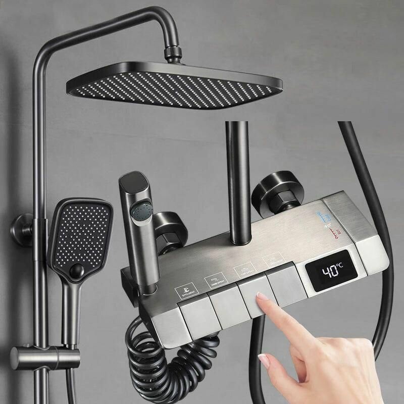Смеситель для ванны и душа. Душевая система с монитором, тропический душ система, смеситель для ванной душа, серый, 4 В 1