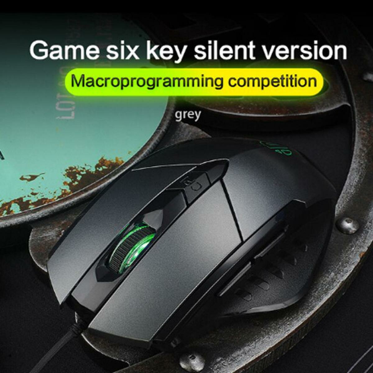 Inphic Gaming Mouse PW1 6 Keys Macro Definition Glowing Mute Mouse 4000DPI Регулируемая оптическая USB-проводная мышь дл