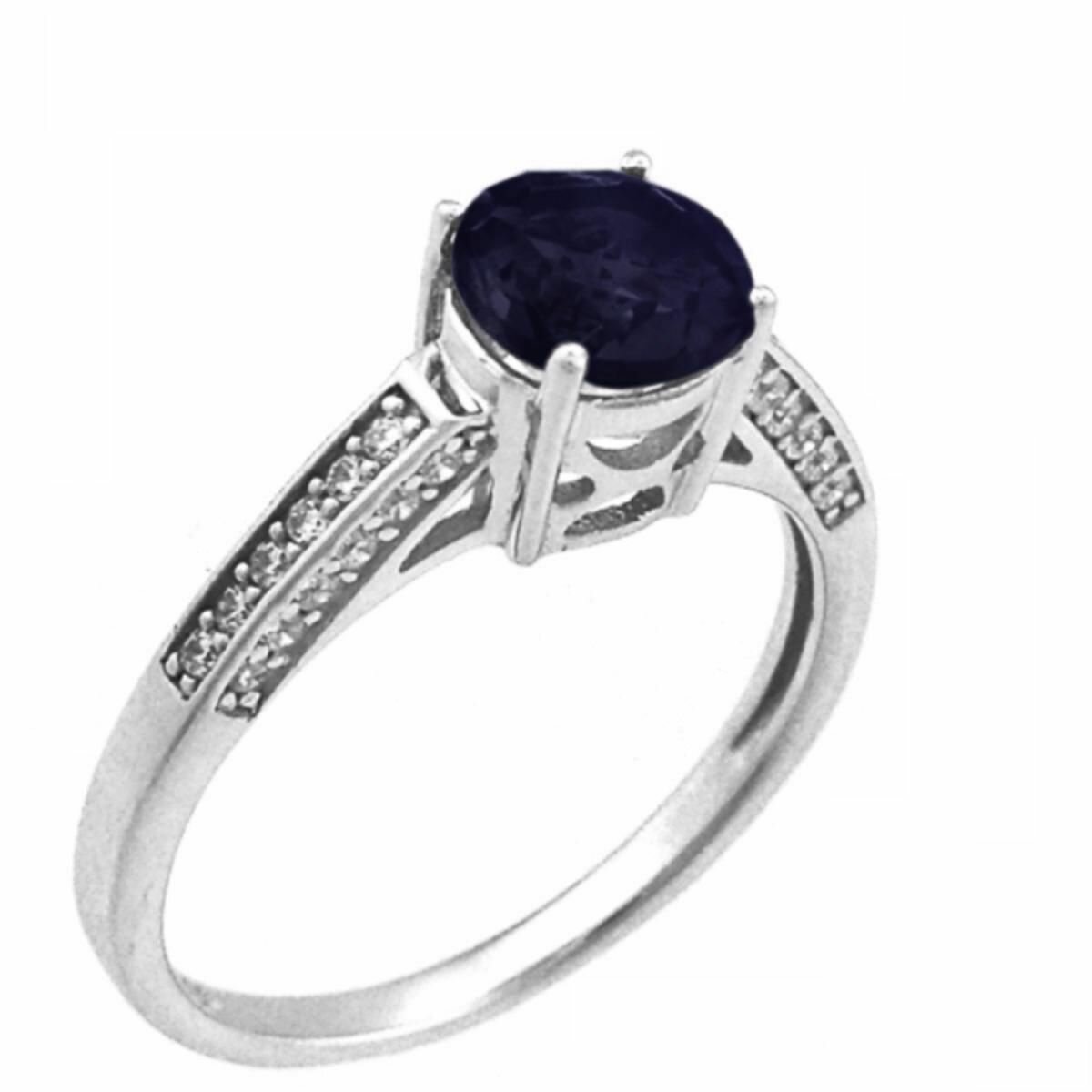 Кольцо тонкое, серебро, 925 проба, сапфир, фианит