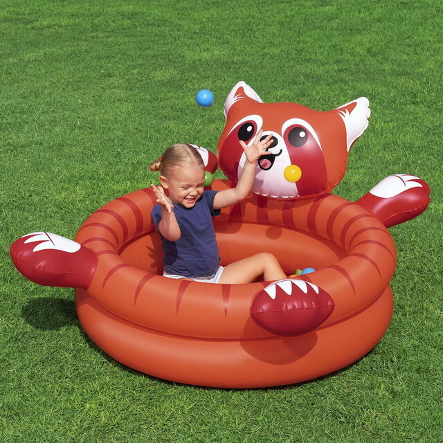 Игровой бассейн Львёнок с надувным дном и шариками 107*94*58 см, Bestway, 52702