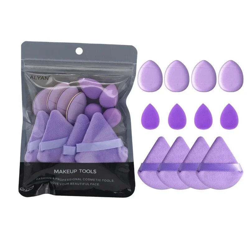 Набор спонжей для макияжа Alyan Purple 12 шт