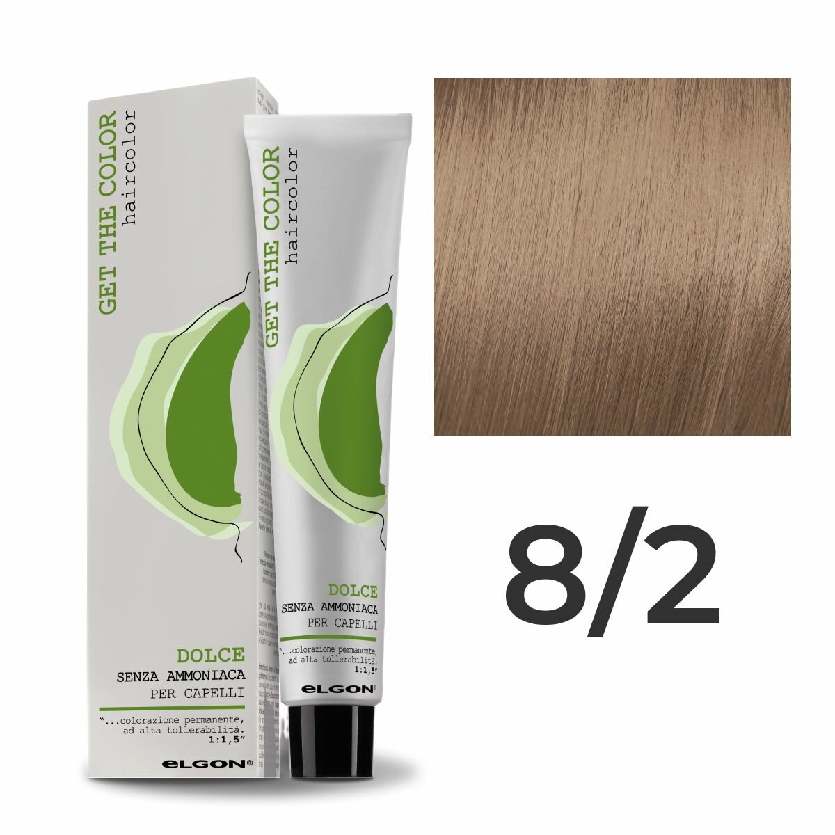 Крем - краска для волос профессиональная Elgon Get the Color Dolce 8/2 Светлый русый Орехово-бежевый 100 мл