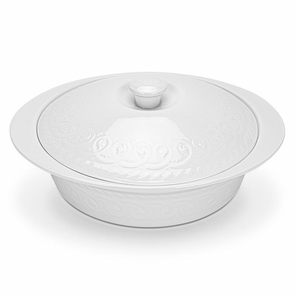 13708 FISSMAN Форма для запекания с крышкой PARMIGIANO 29,2х25х7,2см / 1,7л Круглая (фарфор)