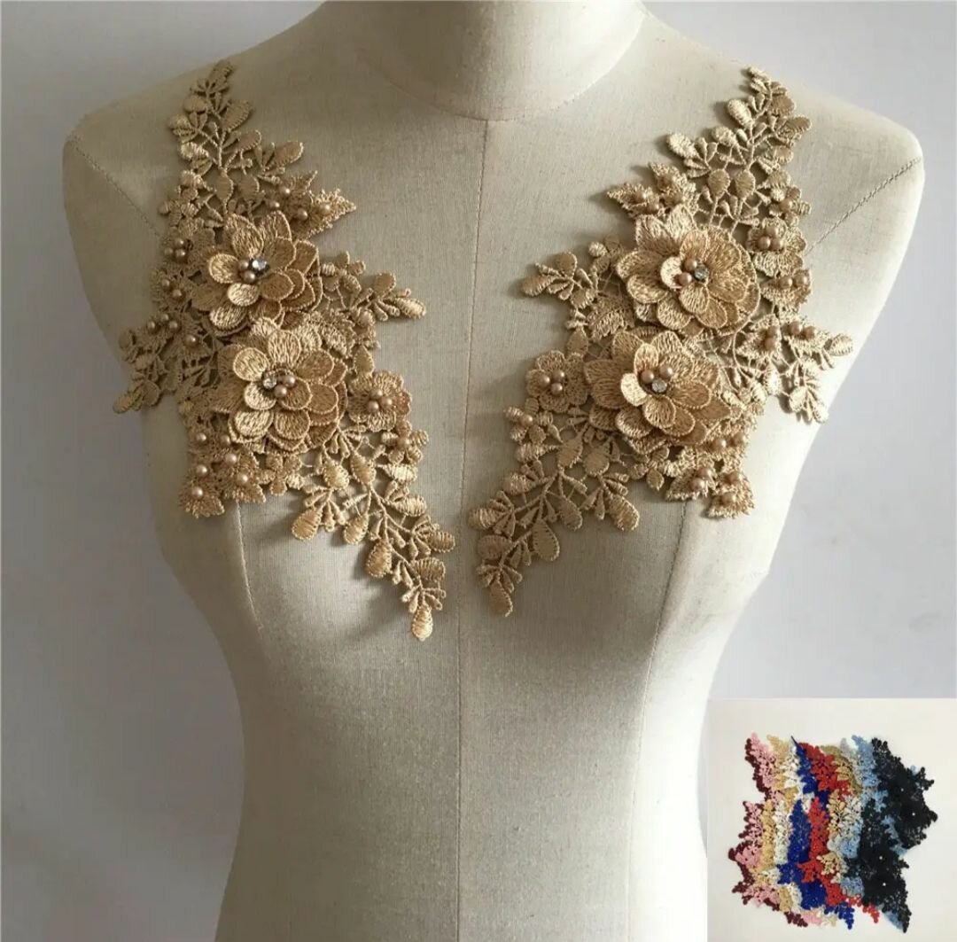 Декор пришивной для одежды розы 3D 26*12.5 см