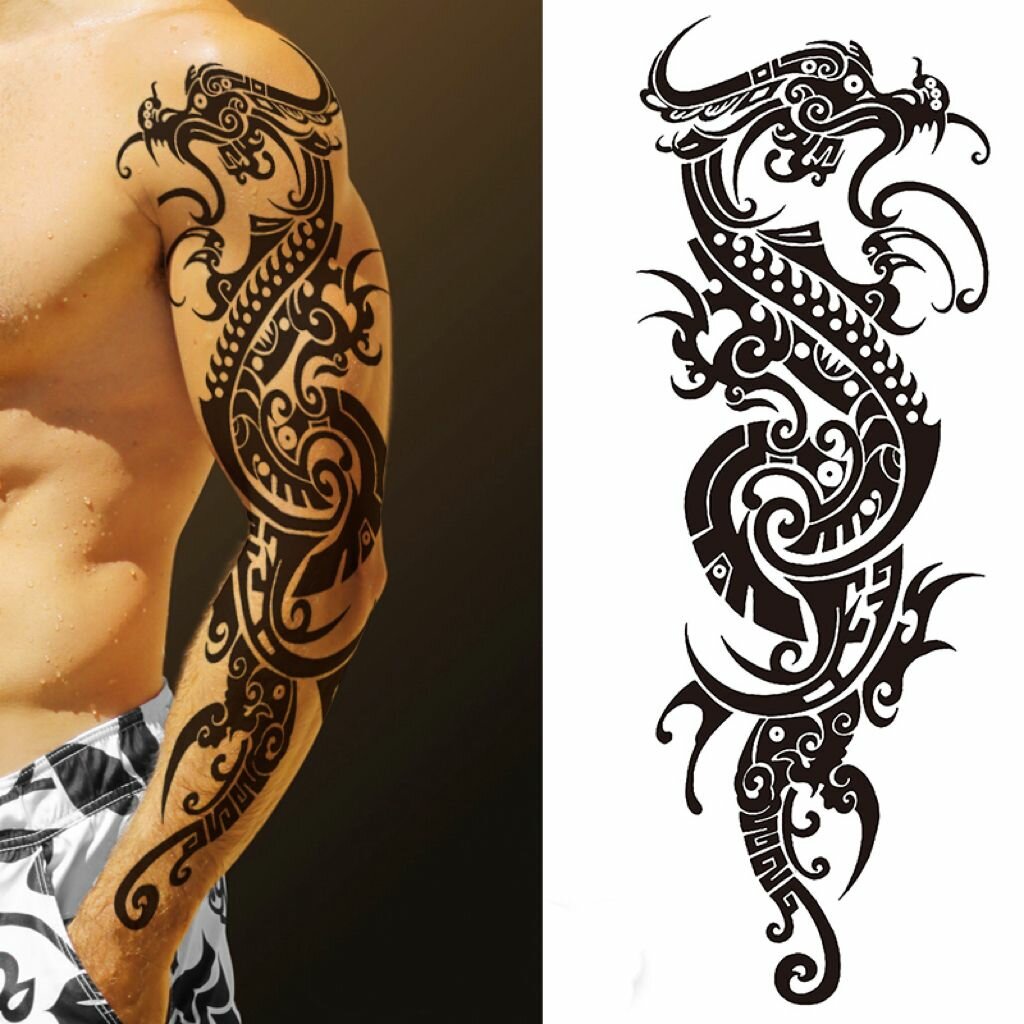 Временные переводные татуировки 48 17 см водостойкие тату-наклейки с реалистичным дизайном для мужчин и женщин