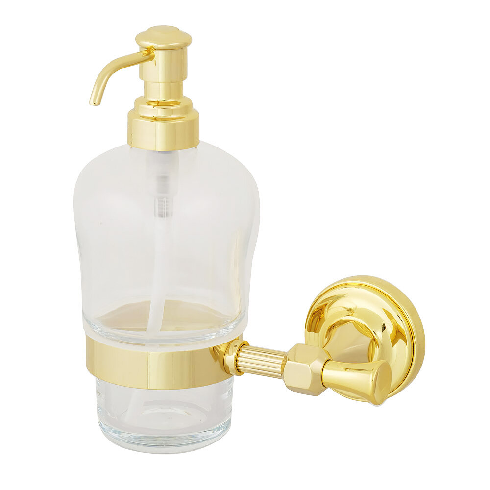 MIGLIORE Колба дозатора д/жидкого мыла с диспенсером универсальная, стекло прозрачное/золото