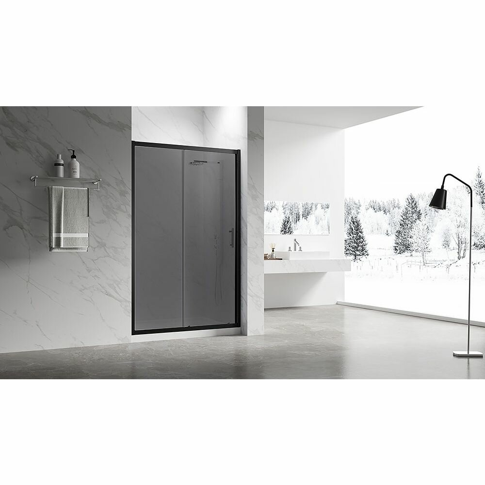 Душевая дверь Veconi (Векони) Vianno VN-55BT, 1300x1950 мм, Черный, стекло тонированное 6 мм, VN55BT-130-05-C8