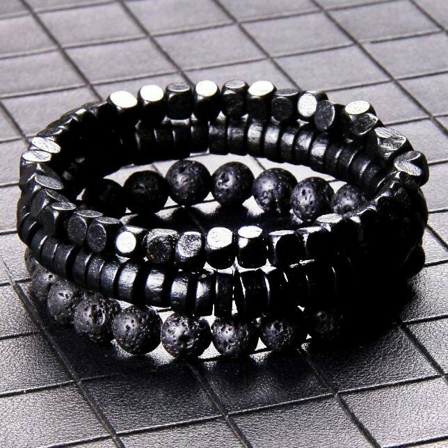 Браслет Magazin brasletov, дерево, вулканическая лава