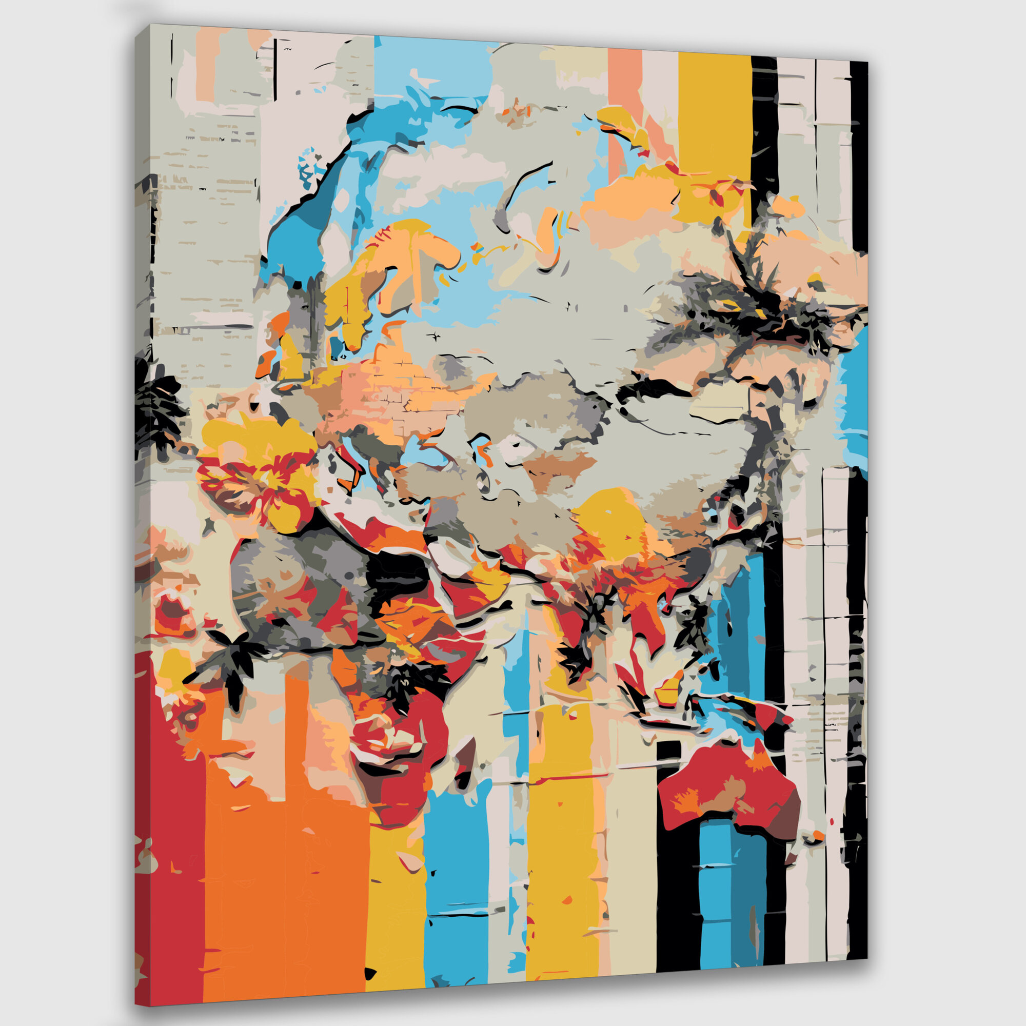 Картина по номерам 40x50 см, абстракция, коллаж, смешанная техника, картография, разорванные карты, винтажные эфемеры