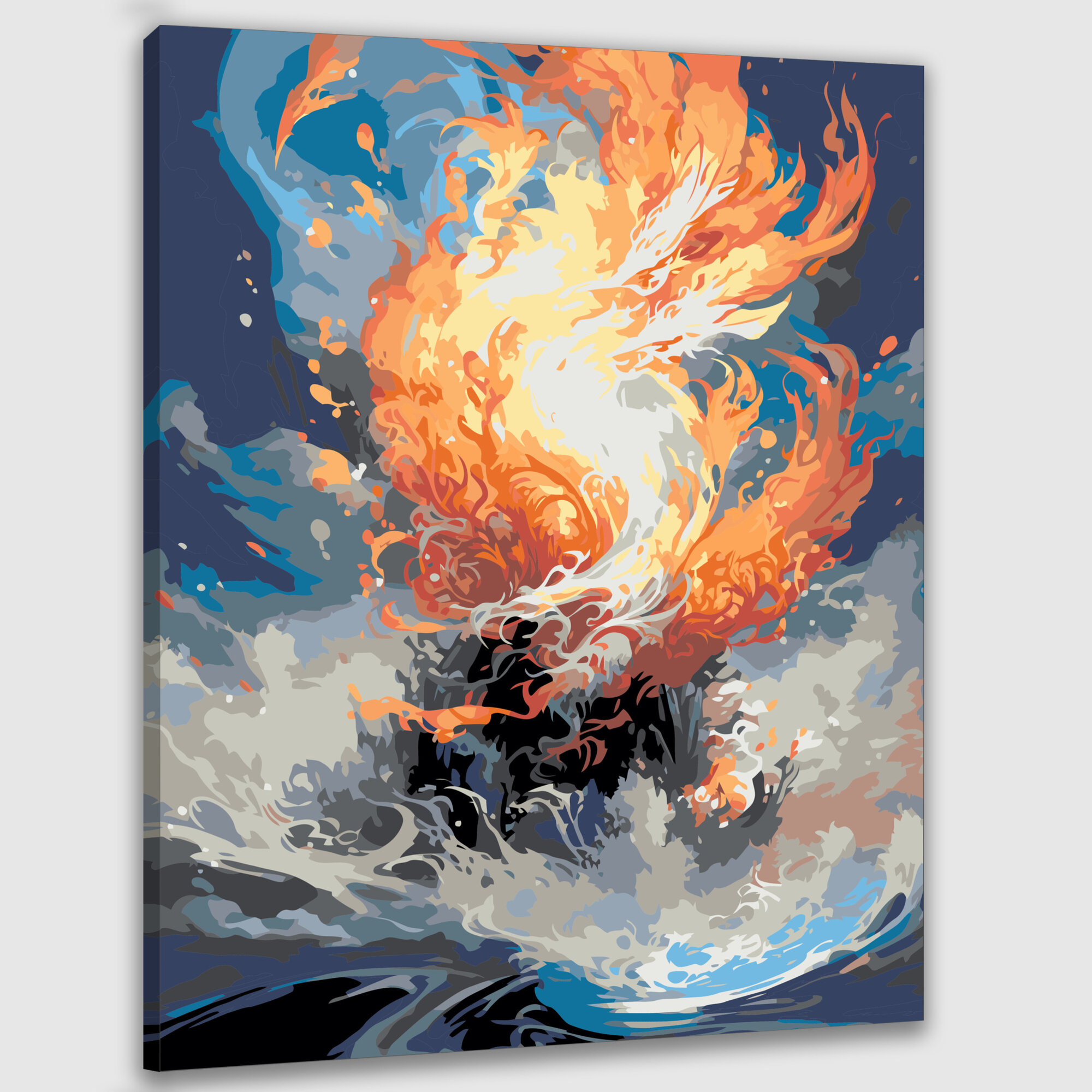 Картина по номерам 40x50 см, Genshin Impact, цифровая живопись, смешанная техника, 2D и 3D элементы, персонажи, вода