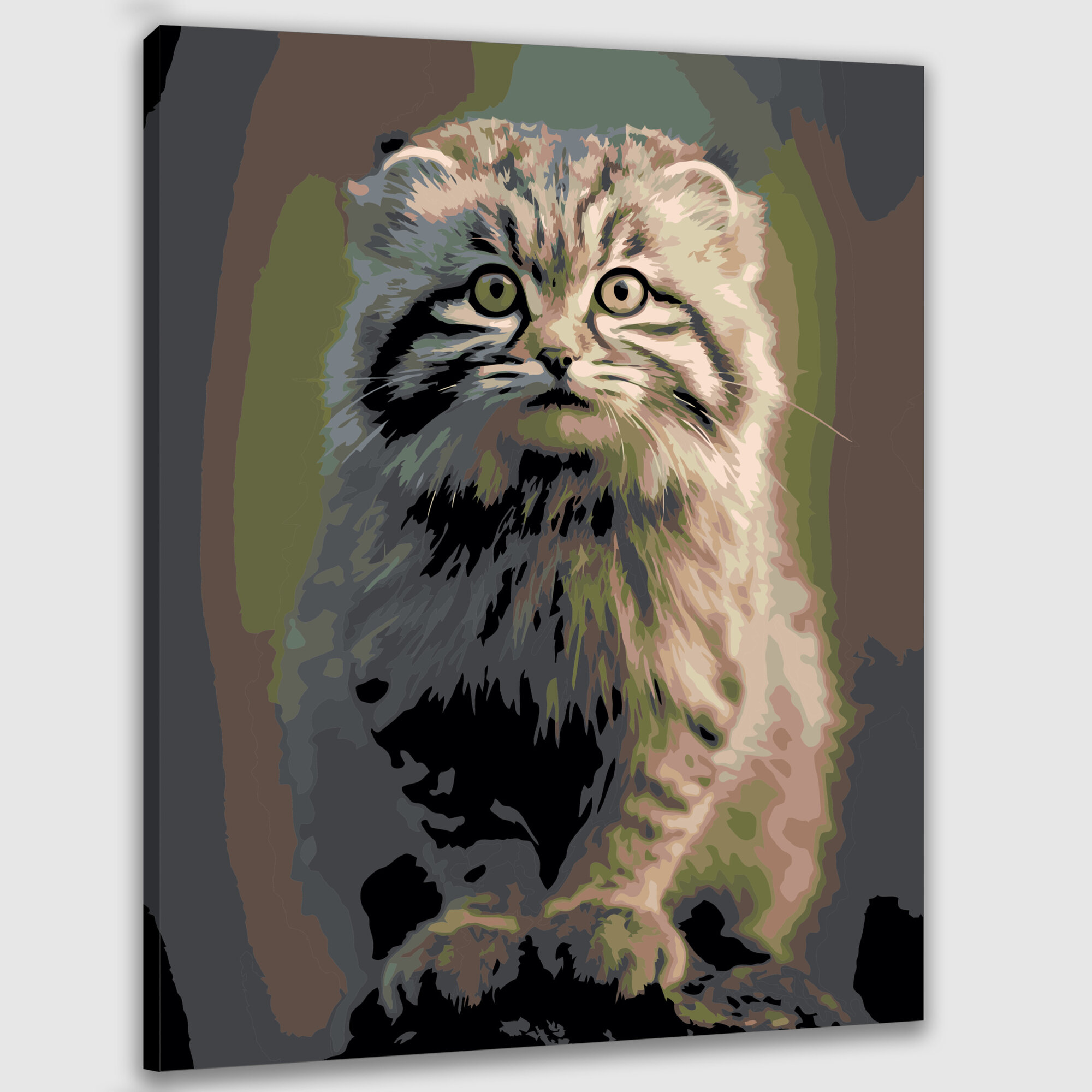 Картина по номерам 40x50 см, манул, фотография, высокое разрешение, телеобъектив, детали, выразительность, фокусировка