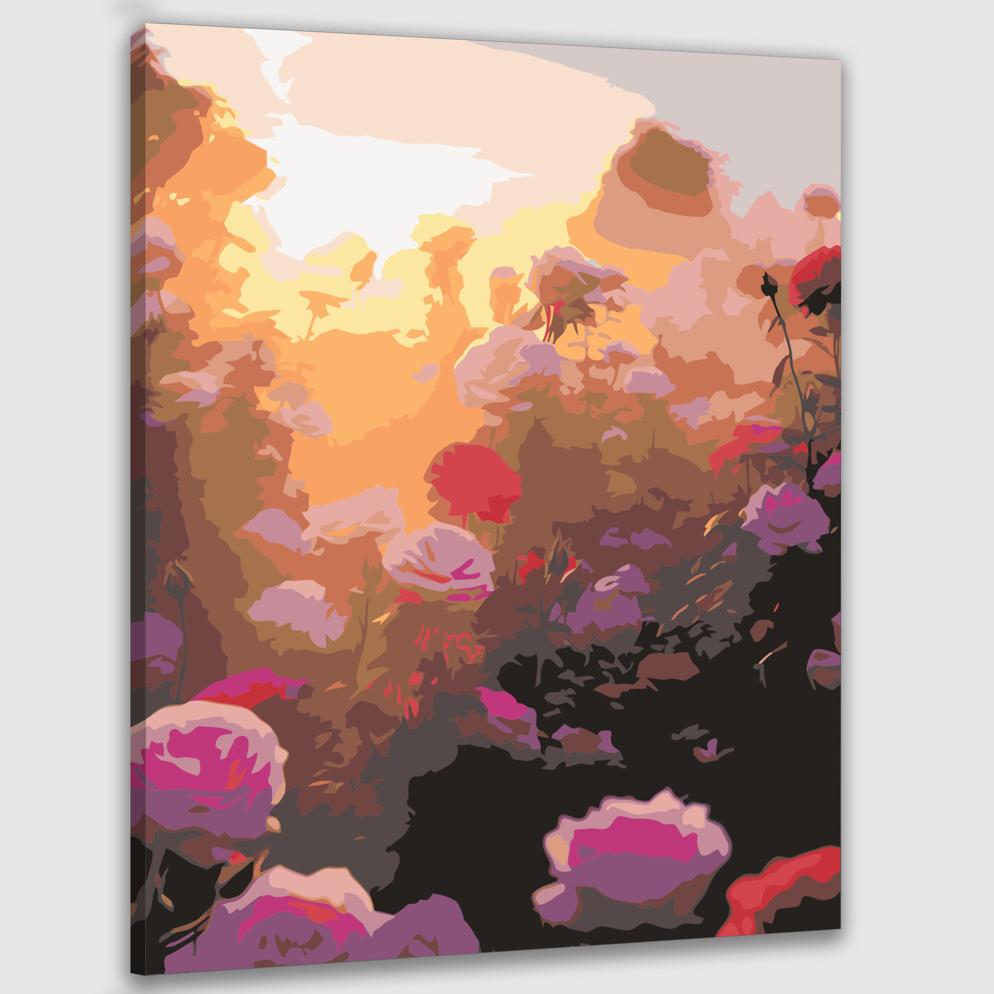 Картина по номерам 40x50 см, розы, луг, сказка, цветы, свет, лепестки, композиция, детали, цвета, волшебство, романтика