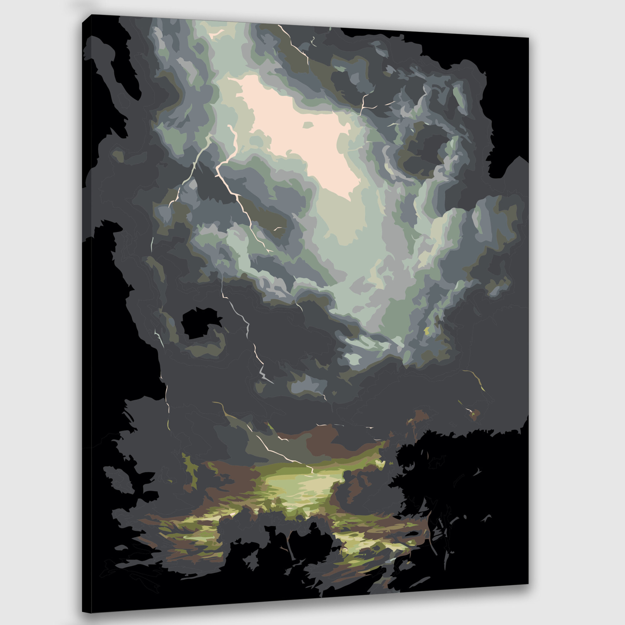 Картина по номерам 40x50 см, картина, масло, энергия, движение, гроза, облака, молнии, дождь, динамичность, атмосфера