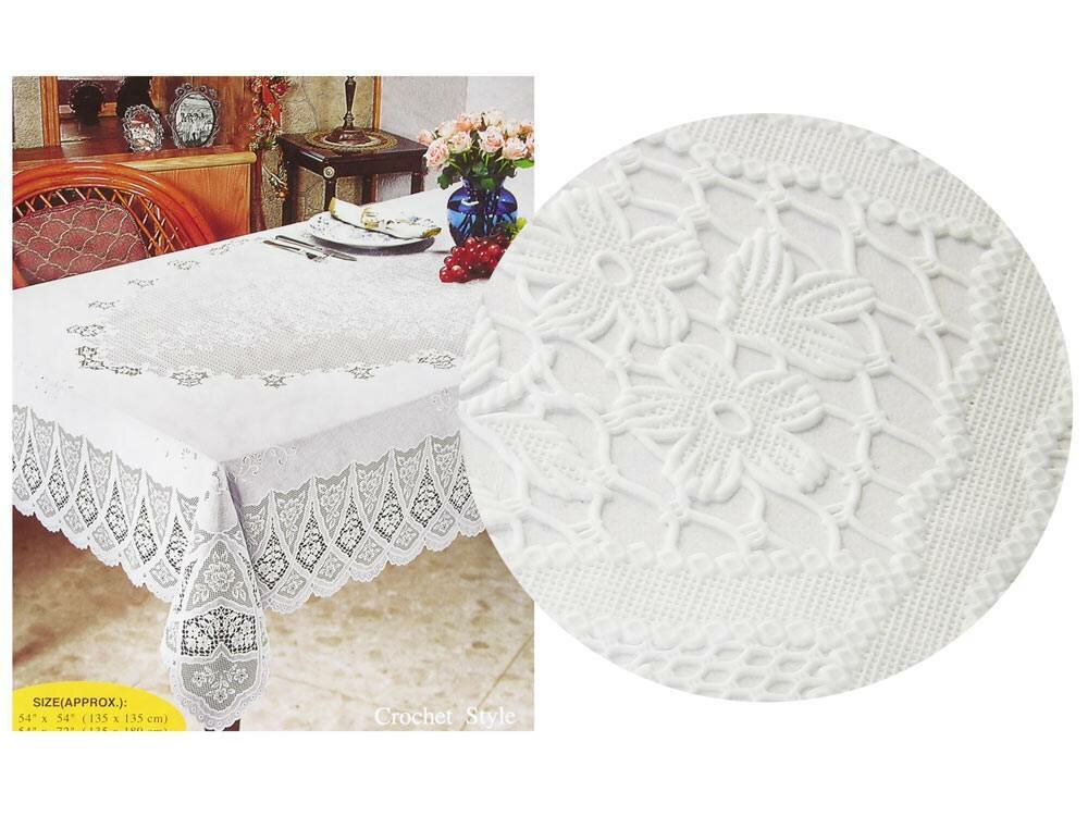 Скатерть кружевная 135х180 см, белая, защищает стол от загрязнений