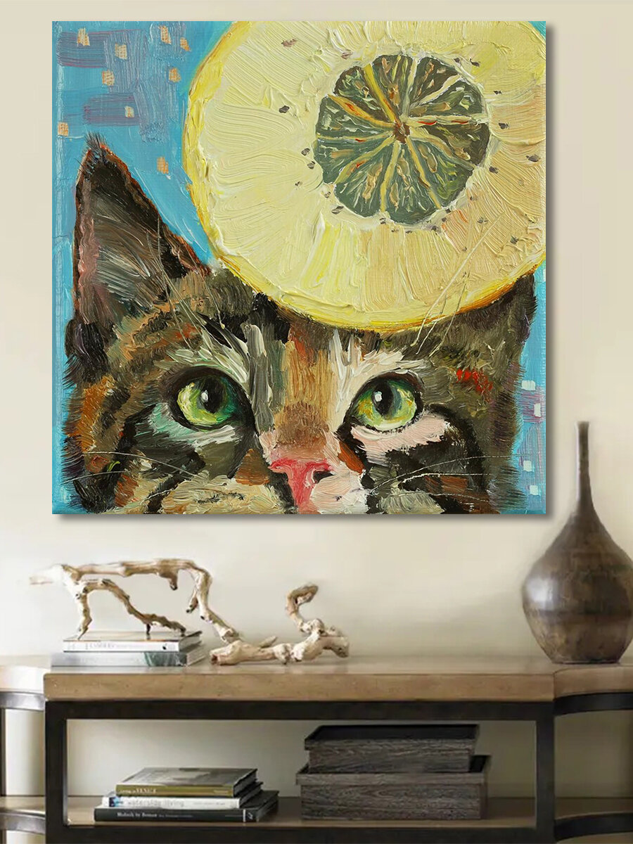 Коты / собаки, картина с котом /с собакой, картина на холсте, 60х60 см.