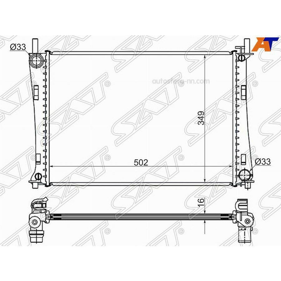 SAT SGFD0008R Радиатор Ford Fiesta 02-08 / Fusion 02-12