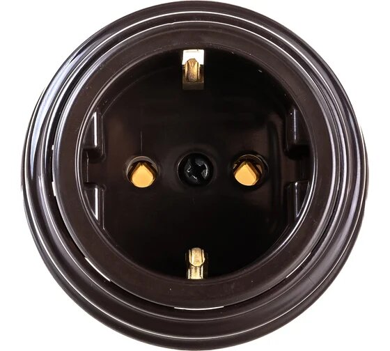Розетка с заземлением 16А ОУ, серия Ретро, шоколад Bylectrica РА16-0202