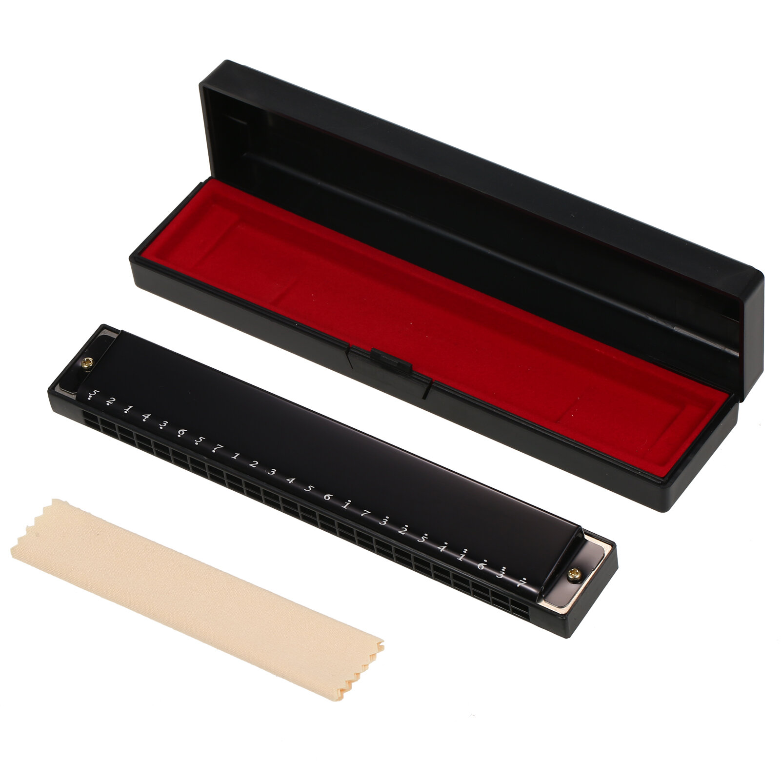 Гармоника 24 дюймовая диатоническая с кейсом, ключ C, цвет черный/фиолетовый/золотой/синий, материал титан+ABS, размер 175*29*21мм, вес 67г, для блюза фолка джаза попа, для студентов музыки учителей новичков, в комплект входят гармоника коробка