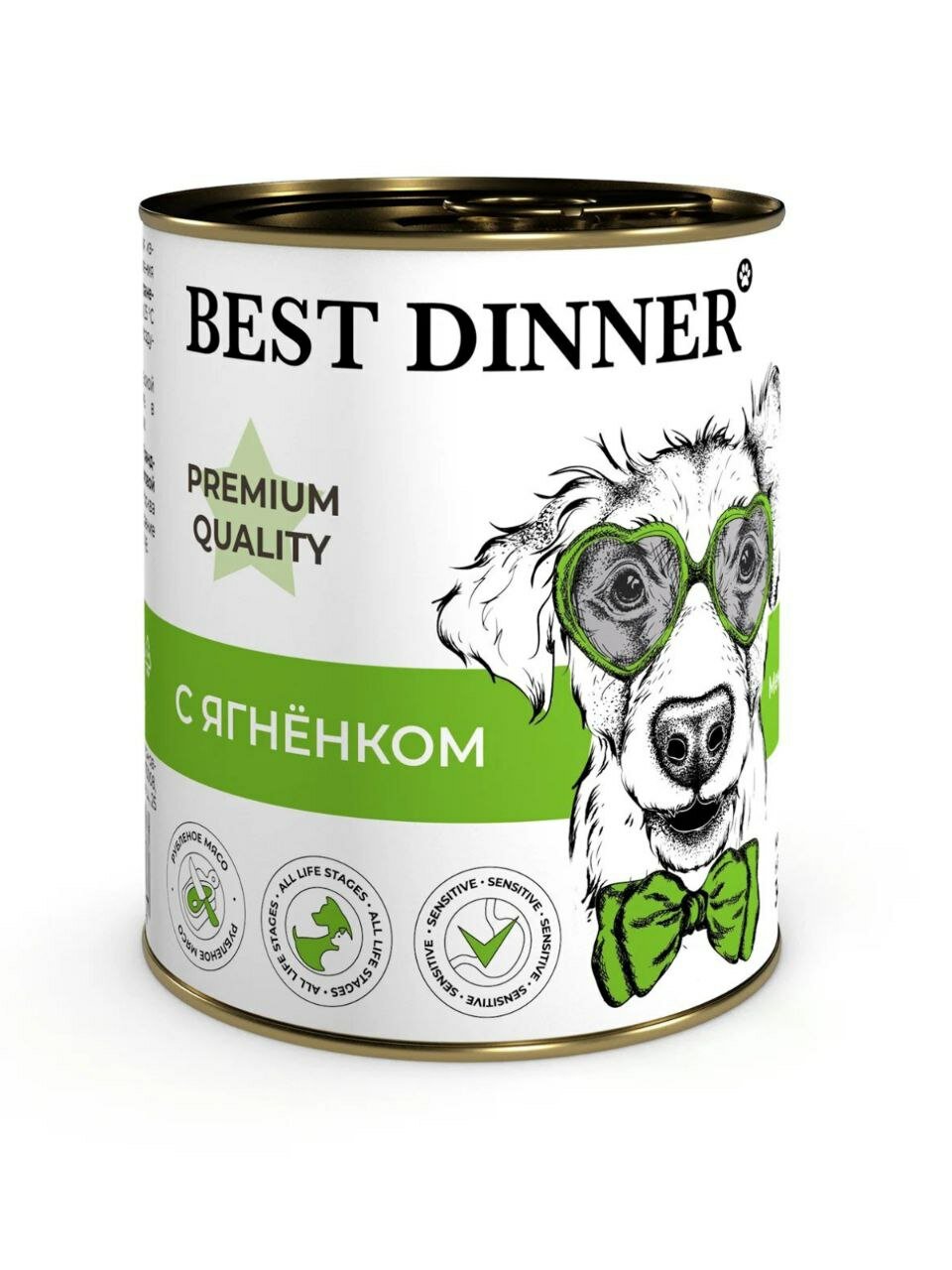 Бест Диннер консервы Меню №1 для взрослых собак и щенков с 6 мес. с ягненком,340г х 6шт