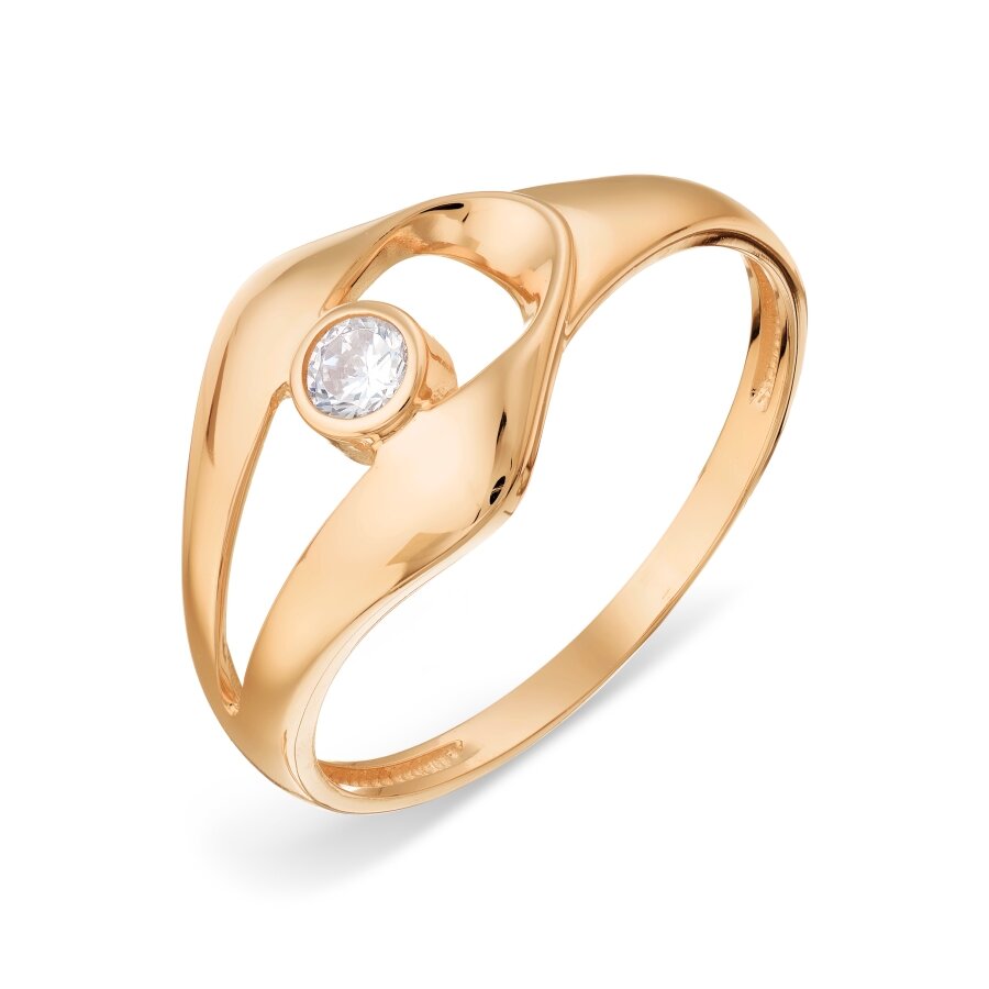 Перстень, красное золото, 585 проба, фианит