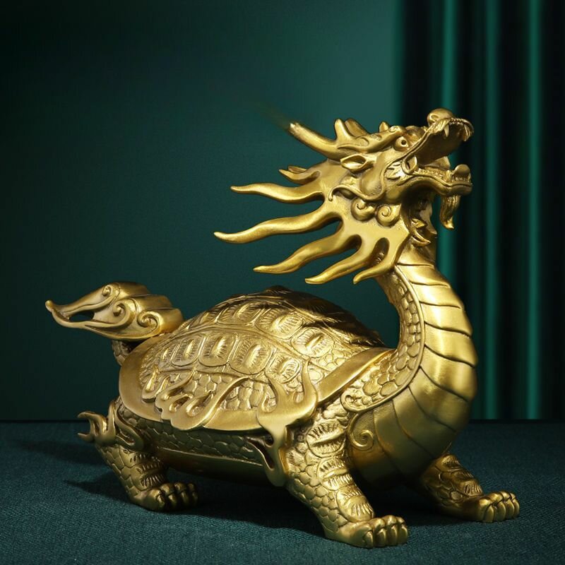 Статуэтки для интерьера дома CHUNZHIRAN Цвет латуни (24см* 11см * 16см) Скульптура черепахи тираннозавра, миниатюра интерьерная -jua