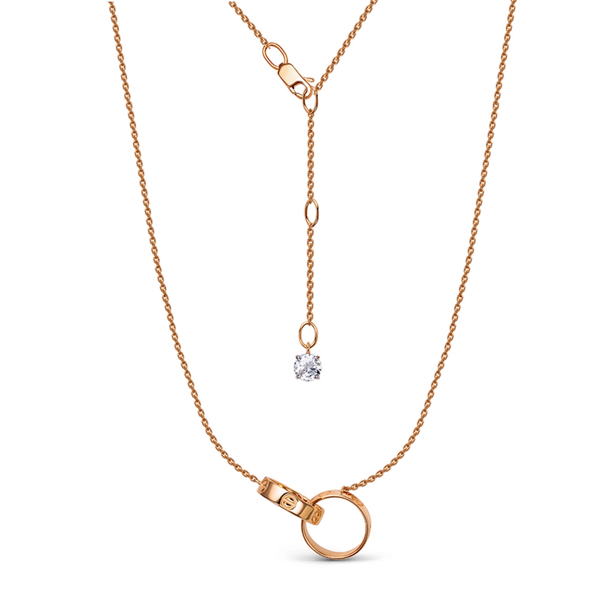 Колье Diamant online, красное золото, 585 проба, фианит