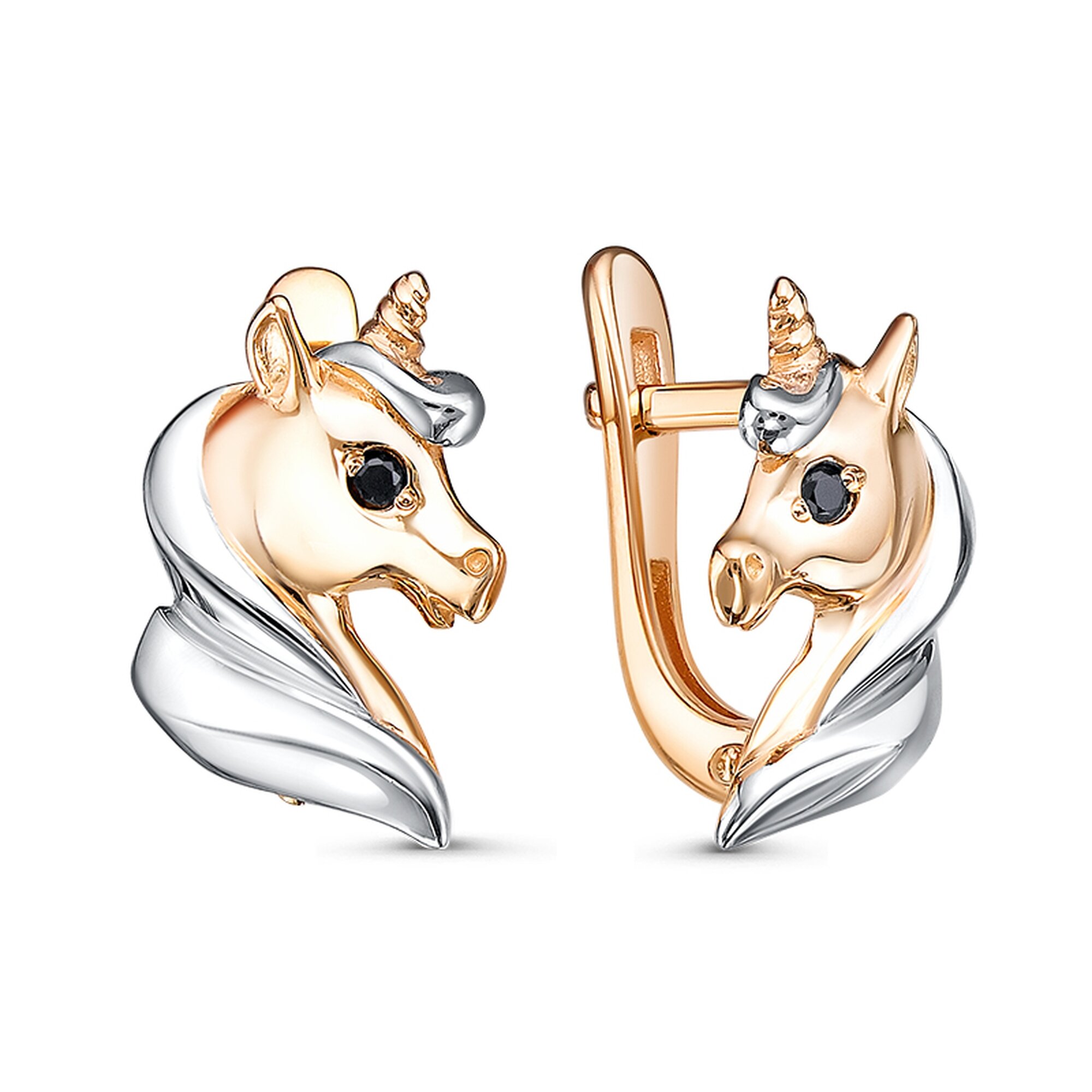 Серьги, красное золото, 585 проба, фианит