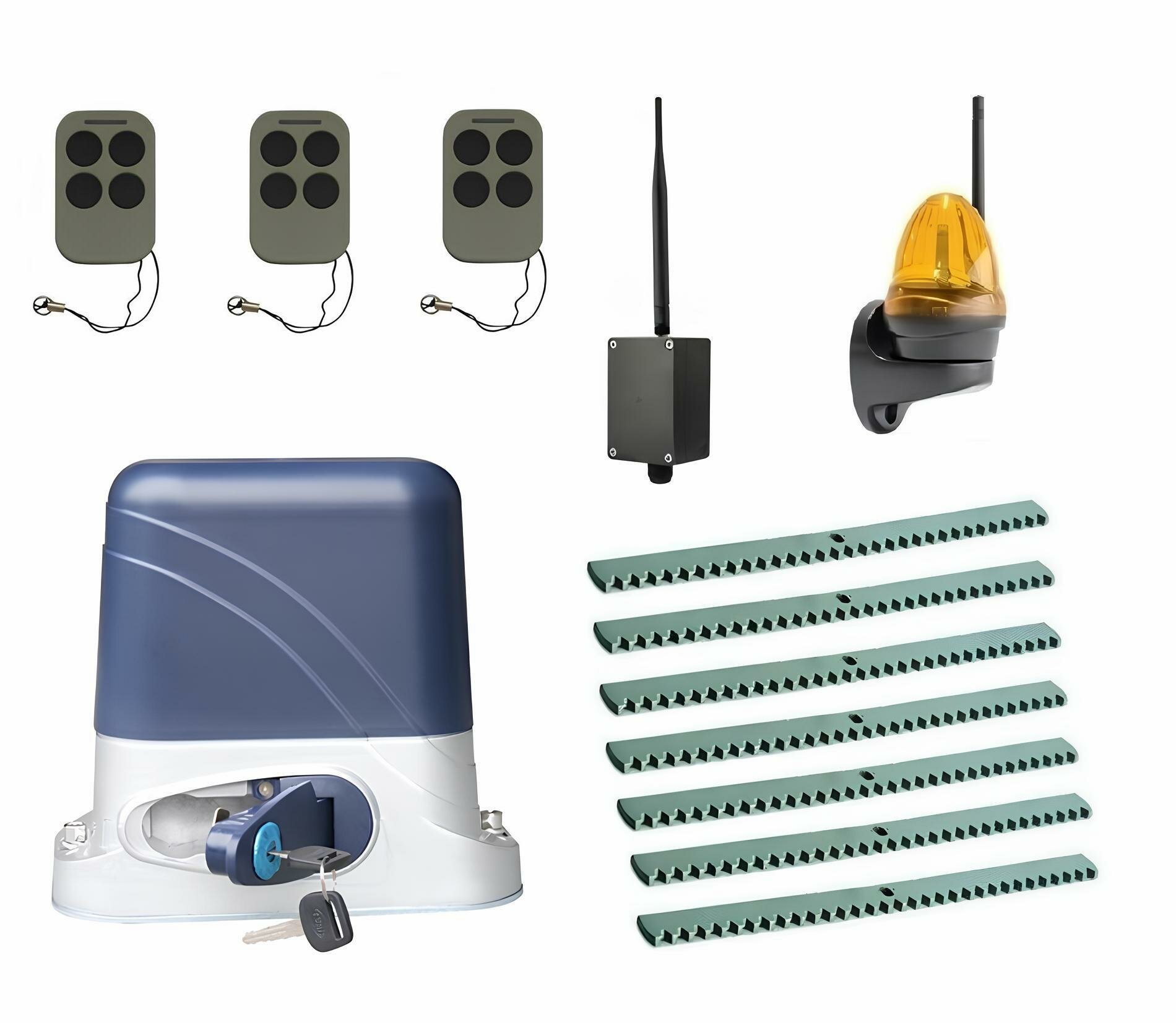 Автоматика для откатных ворот KSL-800 KIT-LK7-BT-Т3, комплект: привод, 3 пульта, Bluetooth-модуль, лампа, 7 реек