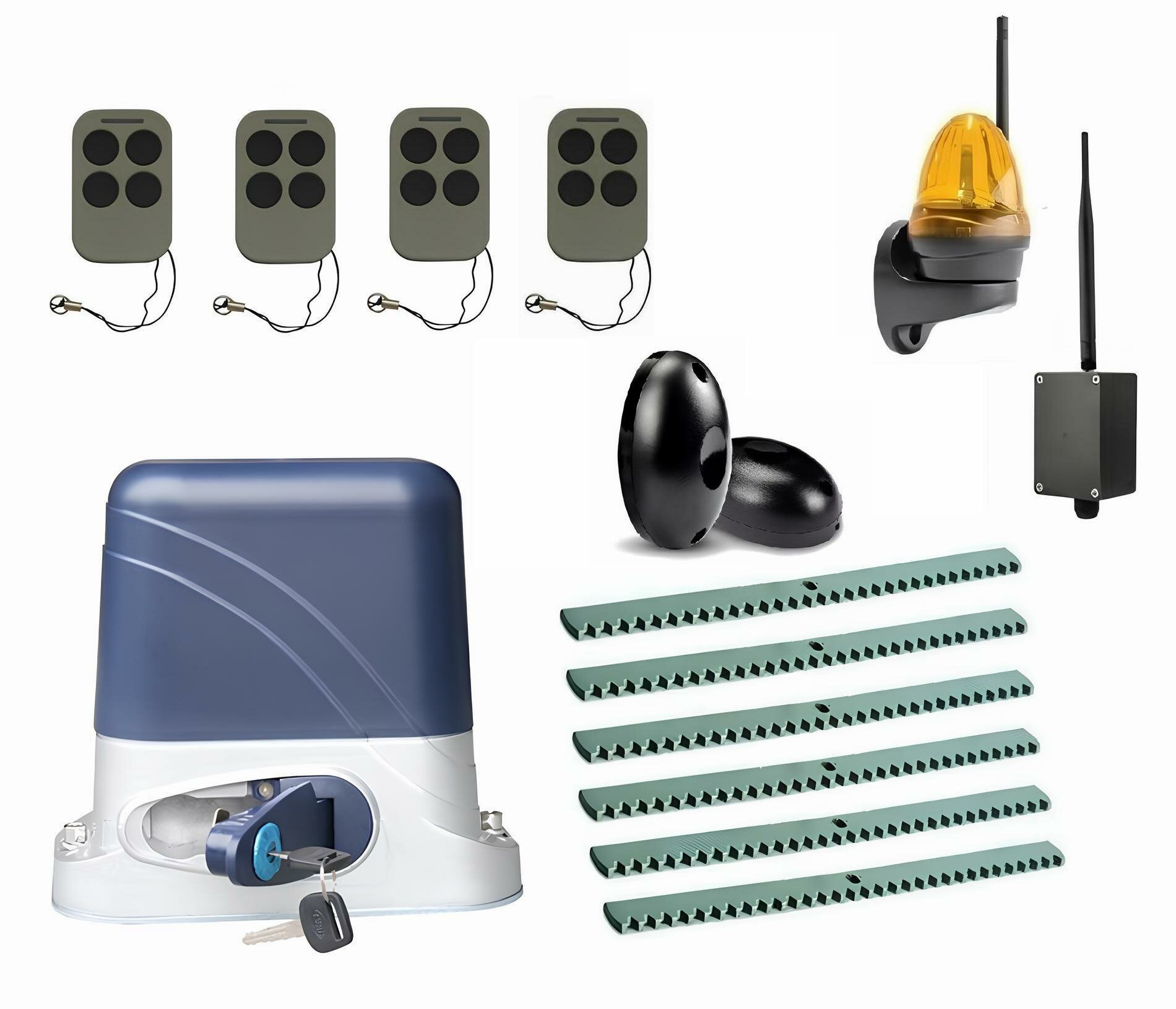 Автоматика для откатных ворот KSL-800 FULL-K6-BT-Т4, комплект: привод, 4 пульта, Bluetooth-модуль, фотоэлементы, лампа, 6 реек