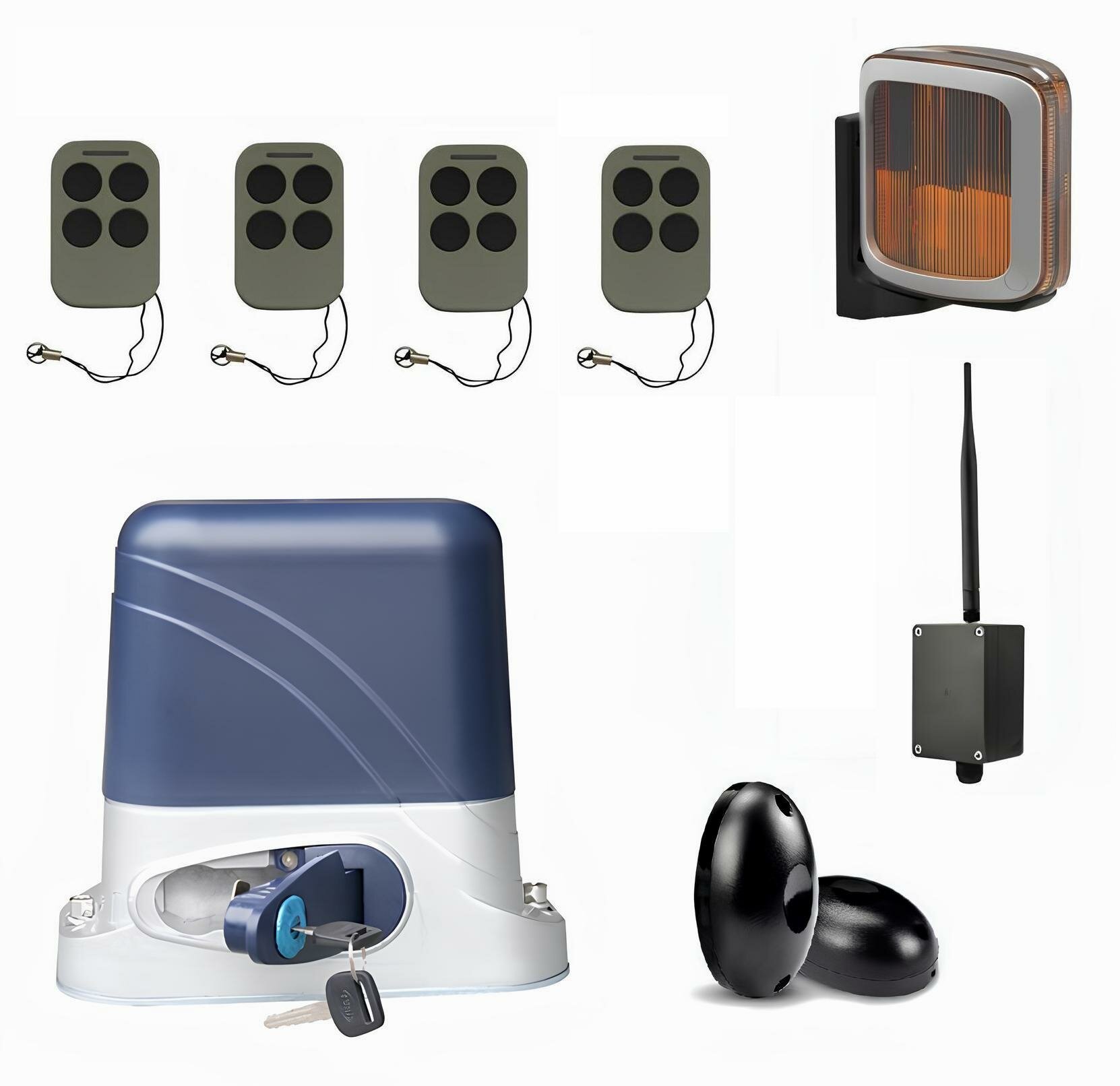 Автоматика для откатных ворот KSL-800 FULL-2K-BT-Т4, комплект: привод, 4 пульта, Bluetooth-модуль, фотоэлементы, лампа