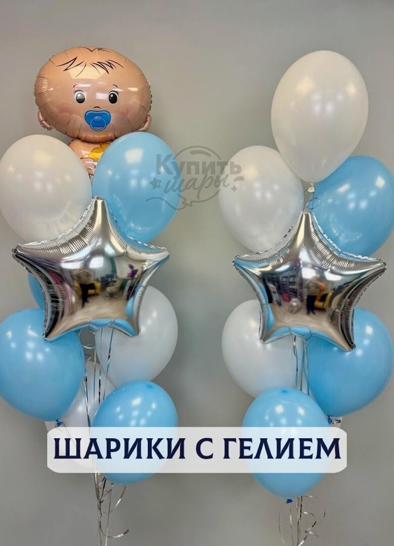 Воздушные шары с гелием, шарики воздушные на выписку для мальчиков №1784