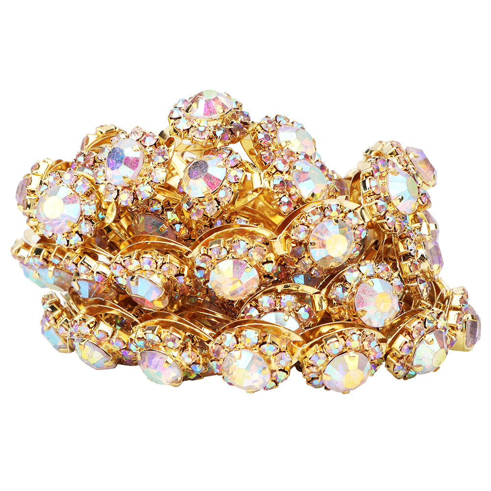 1 ярд кристально чистой круглой стеклянной цепочки со стразами для одежды, свадебных украшений, ручных работ, товаров для рукоделия