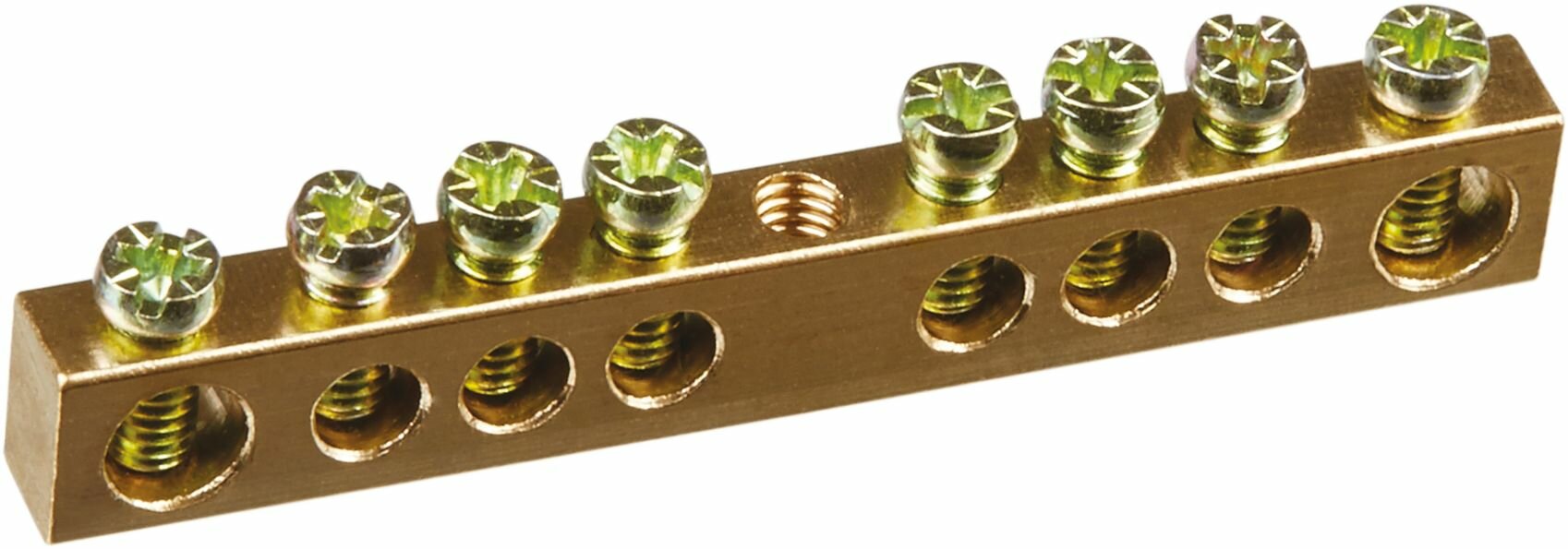 Шина без изолятора PEN 6x9мм 8 отверстий крепеж по центру Omnyx (комплект 10 шт)