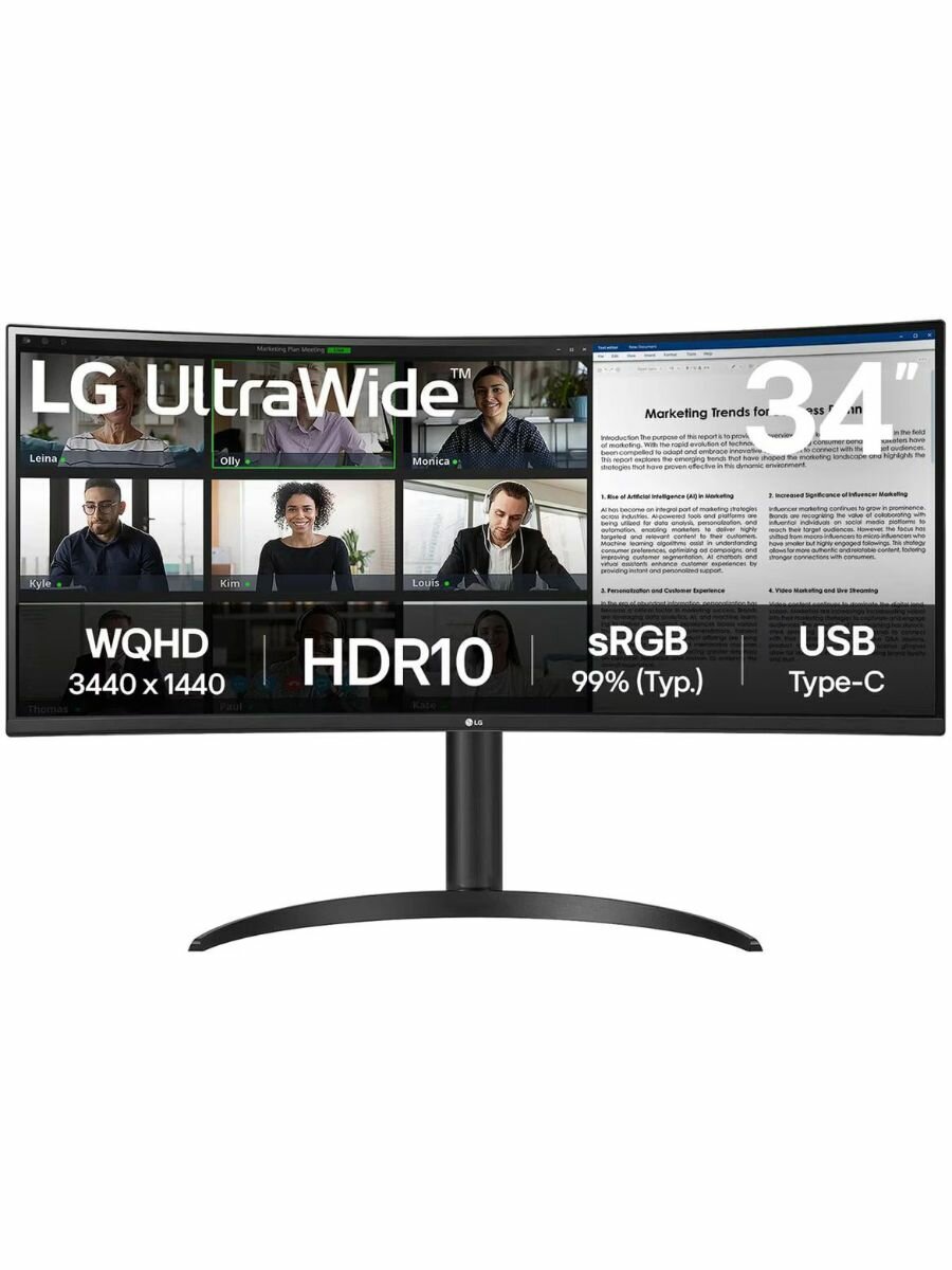 Монитор LG UltraWide 34WR55QK-B, черный